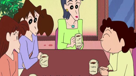 蜡笔小新:四位妈妈讨论怎么开咖啡厅,展示自己的手工艺