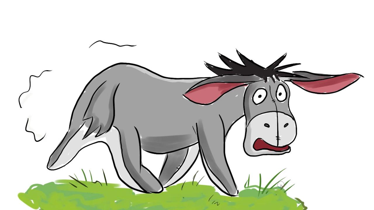 如何画出迪斯尼动画小熊维尼中一只呆呆的驴卡通漫画