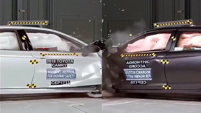 碰撞测试:丰田本田大对决,凯美瑞PK雅阁!谁更厉害呢?