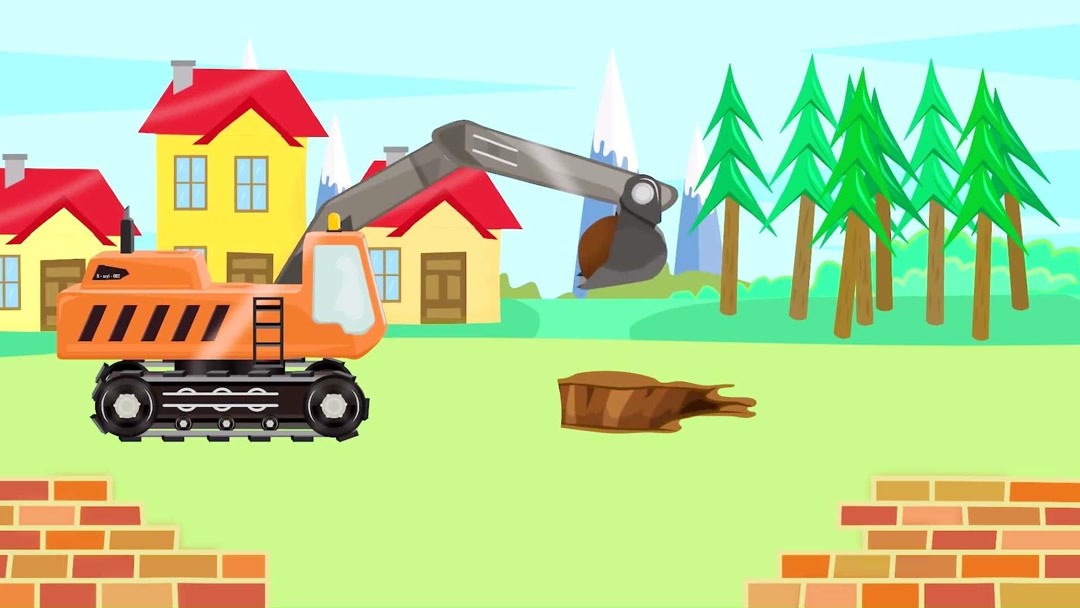 挖掘机工作视频工程车儿童早教动画片启蒙教育