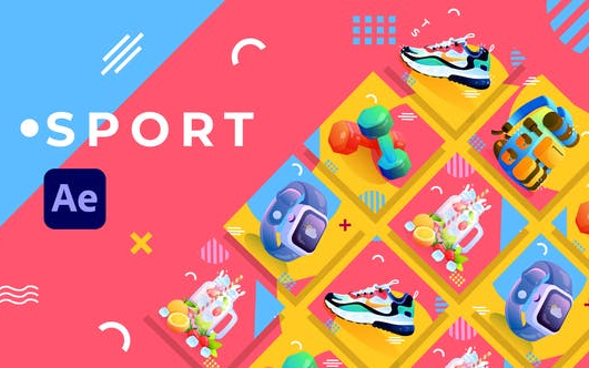 AE模板-MG动画效果的体育产品促销健身运动动画视频网站登陆页面...