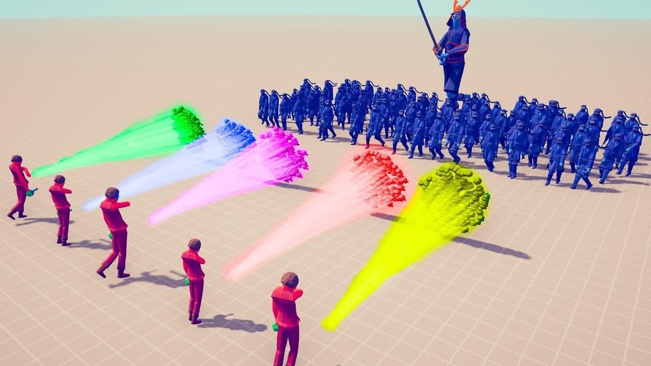 全面战争模拟器:5个神之兵种对战100个忍者,换个场地接着舞