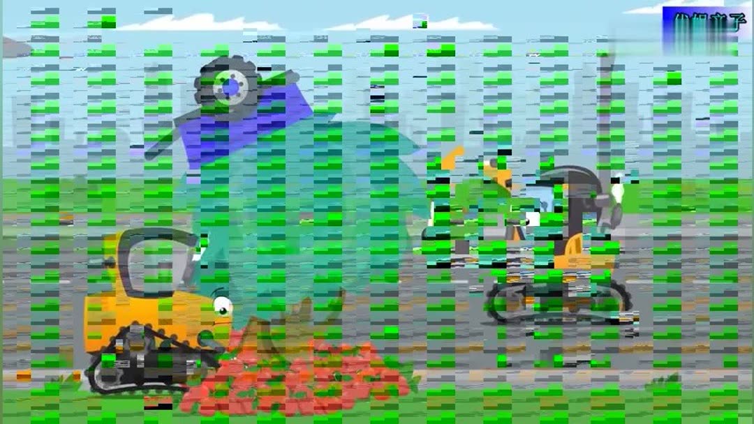 拖拉机挖掘机儿童挖掘机卡通车动画