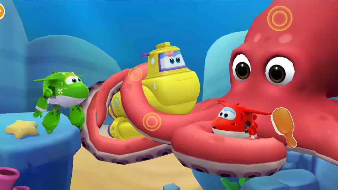 超级飞侠游戏:我们一起和小青,给章鱼挠痒痒吧