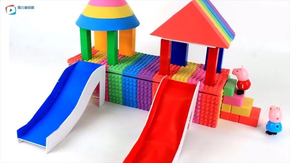 亲子早教益智玩具_DIY太空沙制作小猪佩奇滑滑梯模型
