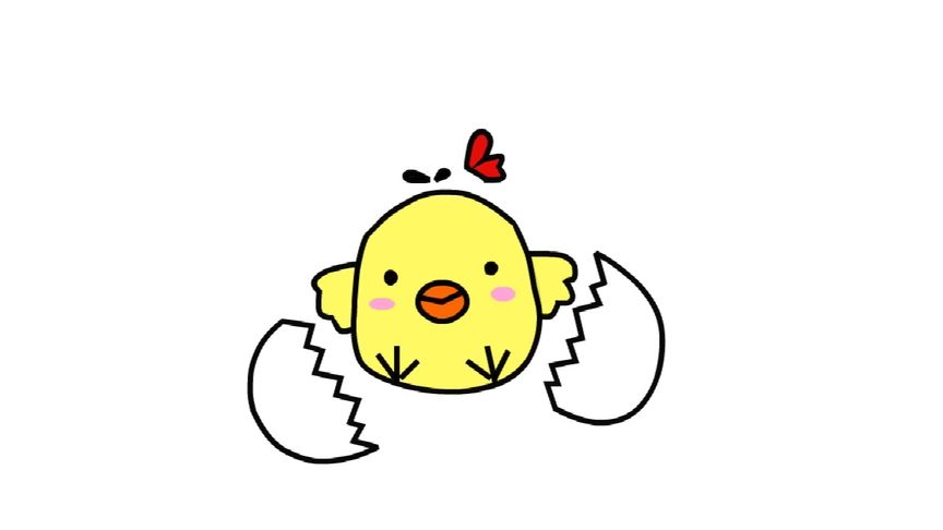 破壳的小鸡简笔画教程,教小朋友而学动物大全,儿童幼儿绘画美术