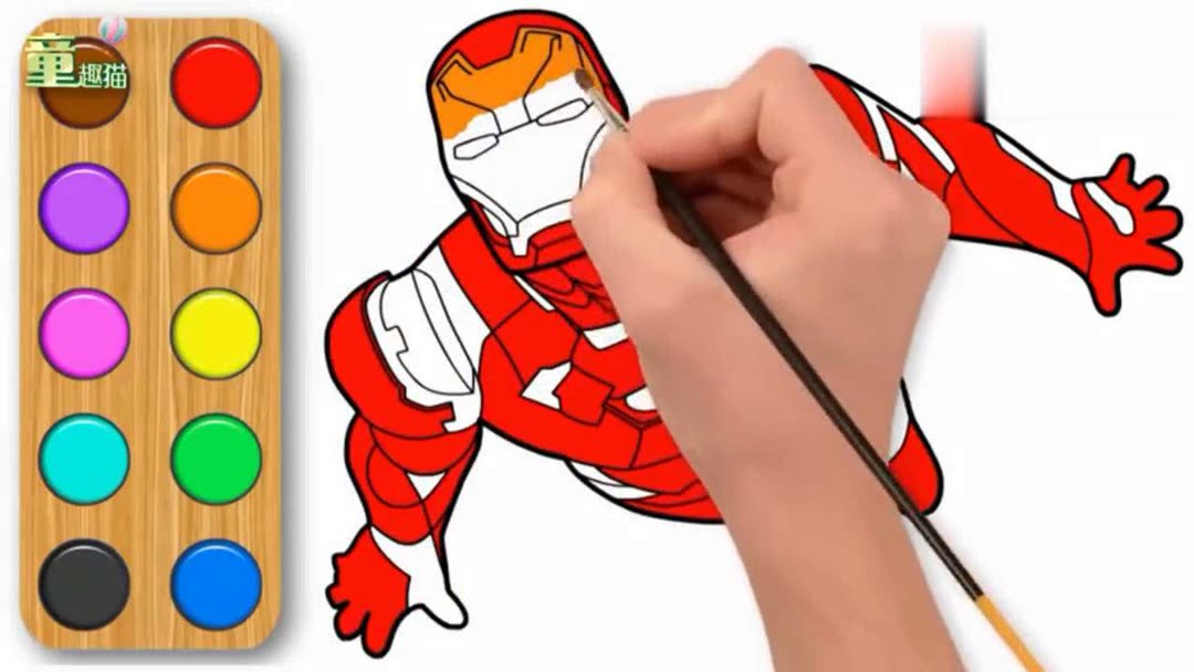 亲子早教简笔画教小朋友们画超级英雄钢铁侠好酷