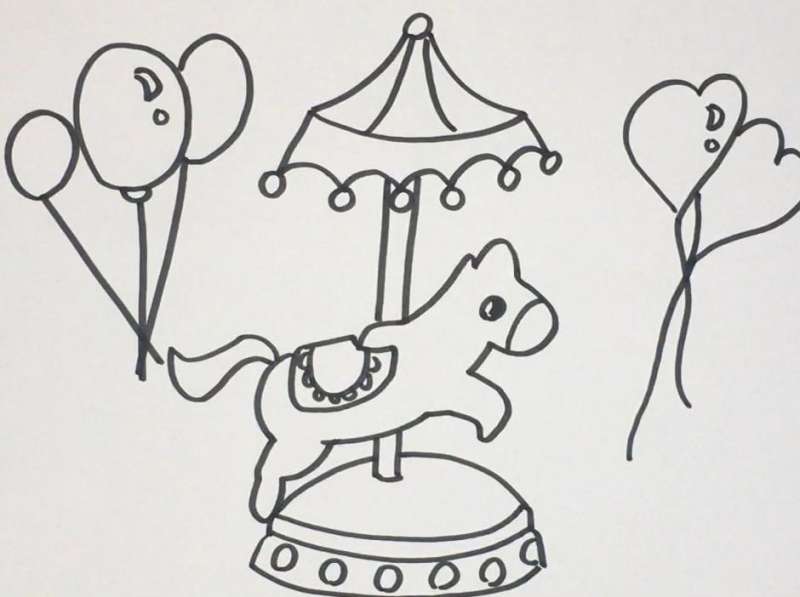 简笔画旋转木马 简单好学