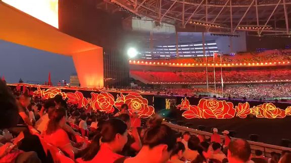 第十一届全国少数民族传统体育运动会开幕式彩排现场