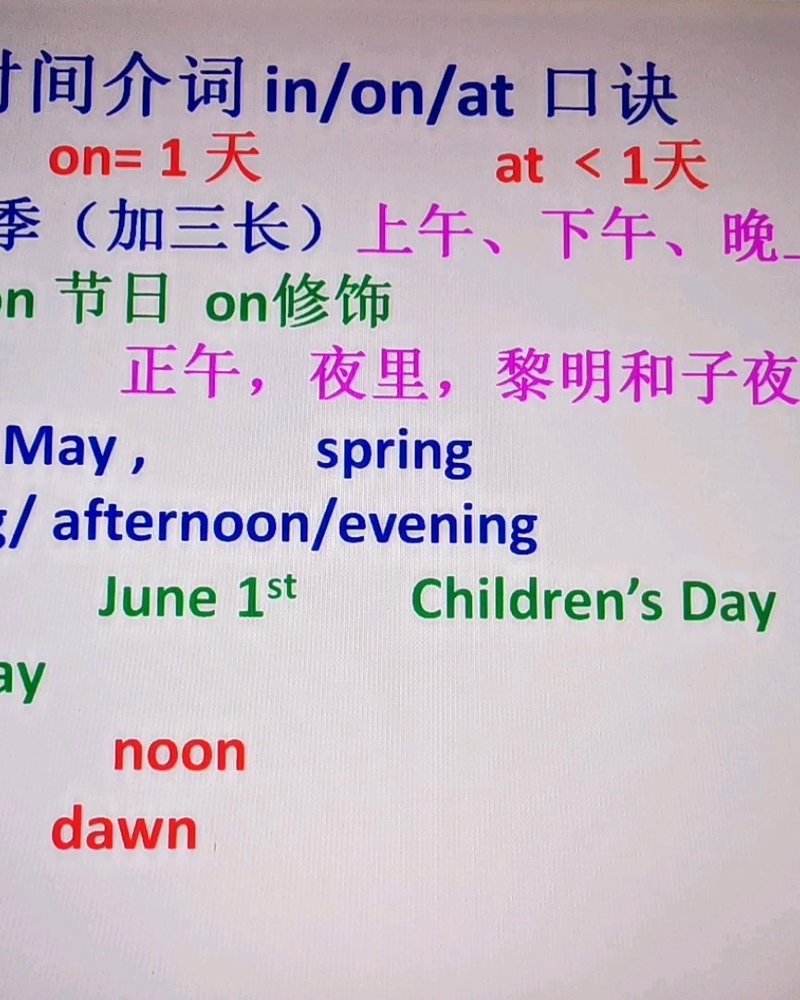 时间介词用法口诀#快乐学英语#
