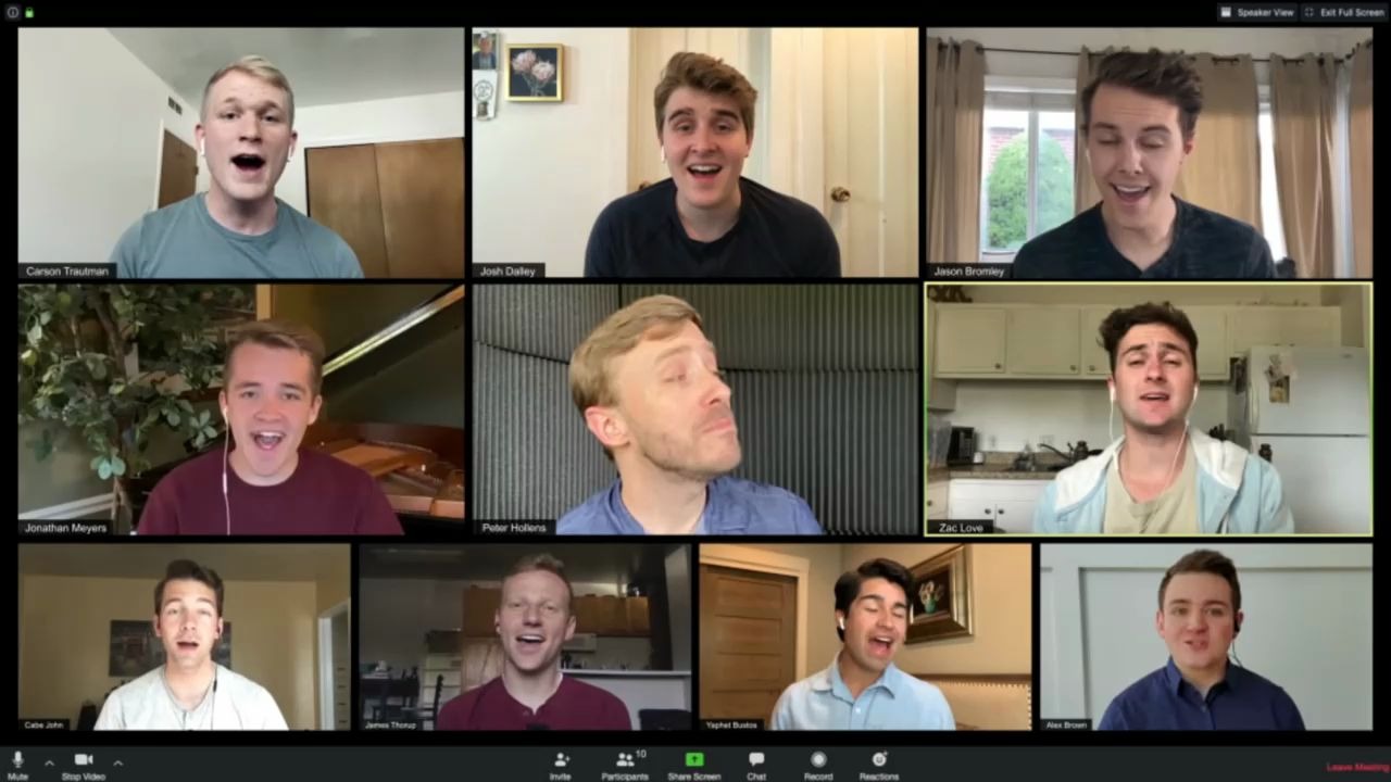 油管阿卡贝拉大神Peter Hollens与BYU Vocal Point透过连线完成远程...