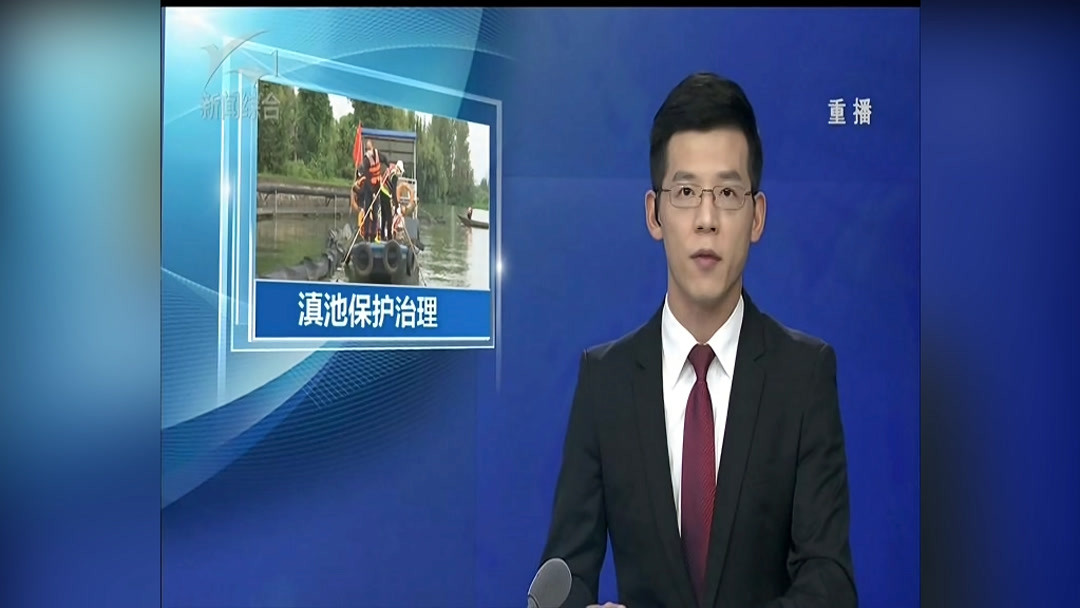 滇管部门组织志愿者打捞滇池水面漂浮物