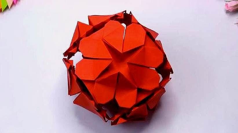 手工制作桃心纸球,简单的折纸教程,看一遍就...