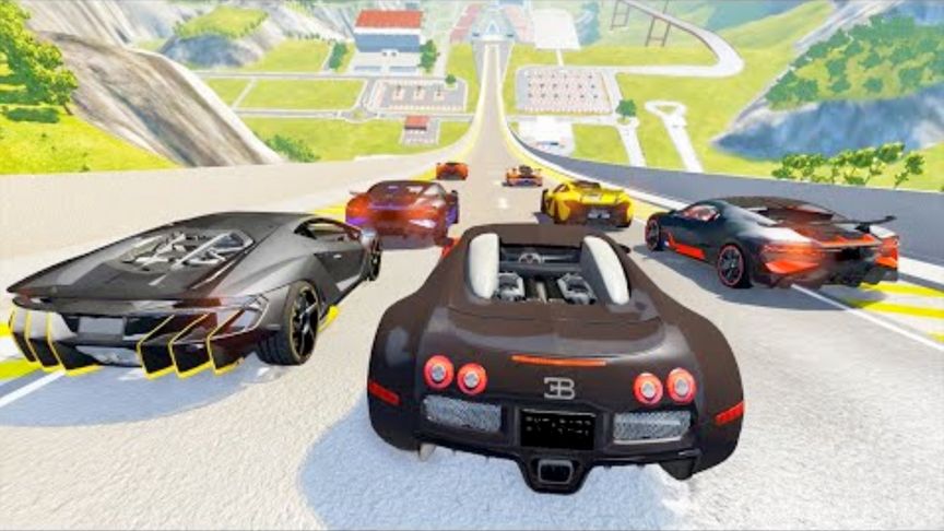 BeamNG:模拟汽车开足马力玩史诗级的飞跃撞车画面,摔个稀巴烂