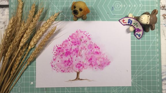 超级简单的樱花树,几分钟就学会啦