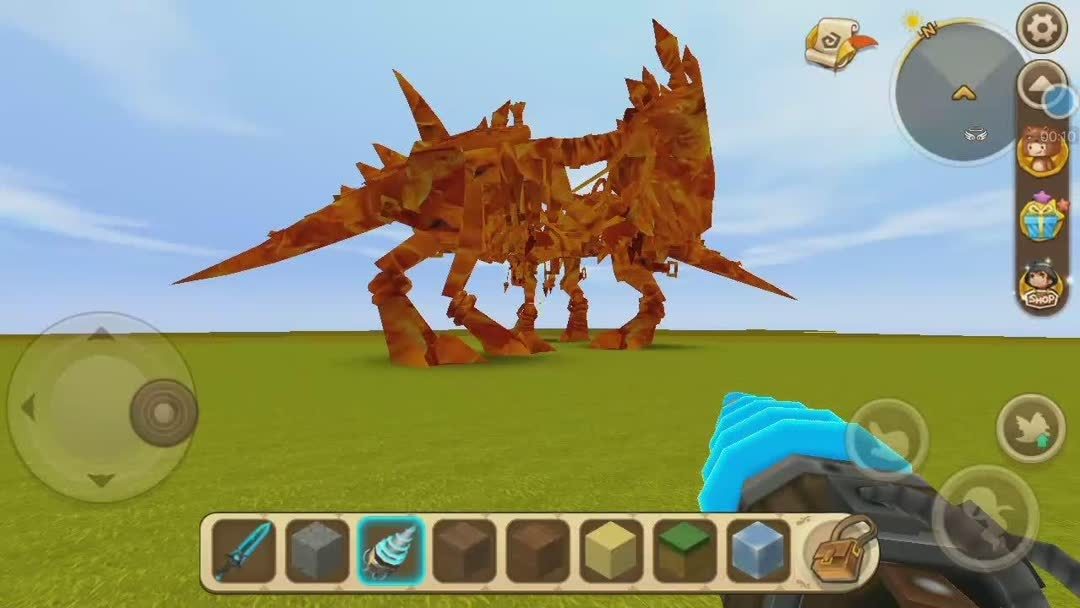 迷你世界:发现巨型烈焰化石龙从天而降,快来驯服它啊