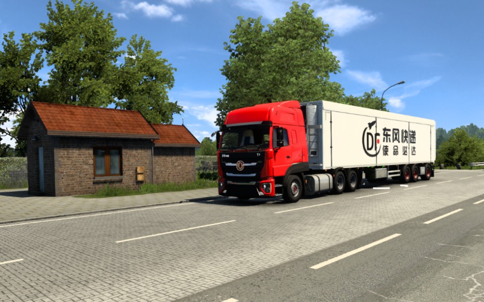 欧洲卡车模拟2:用东风卡车拖“东风快递”,东风快递,使命必达。