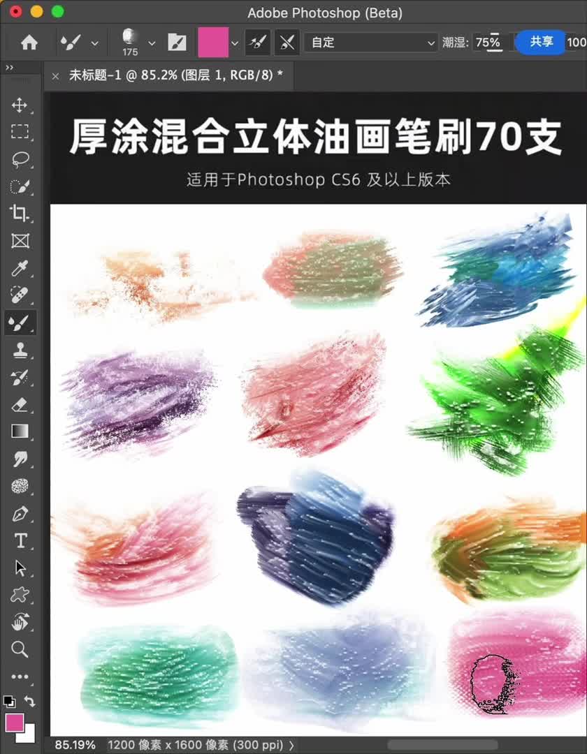 PS专用厚涂混合立体油画笔刷