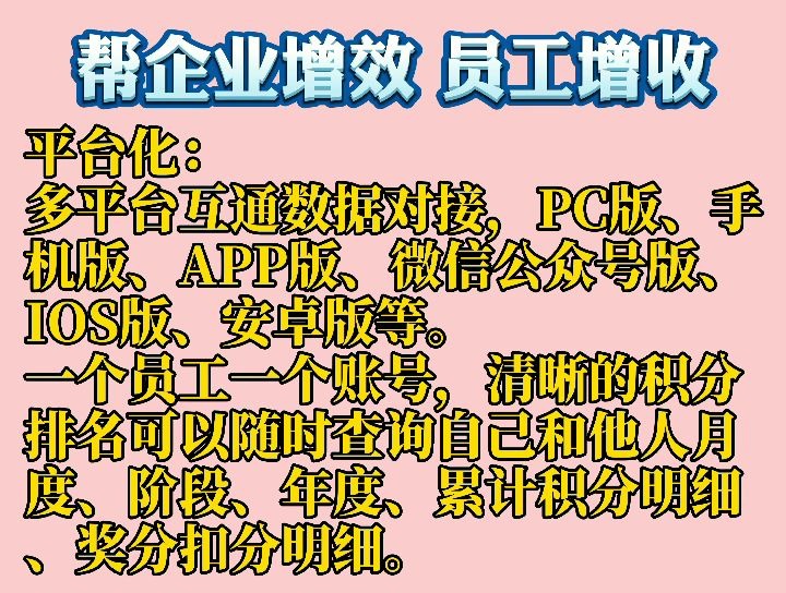 积分制绩效管理软件自动化、便捷化、数据化、平台化、移动化