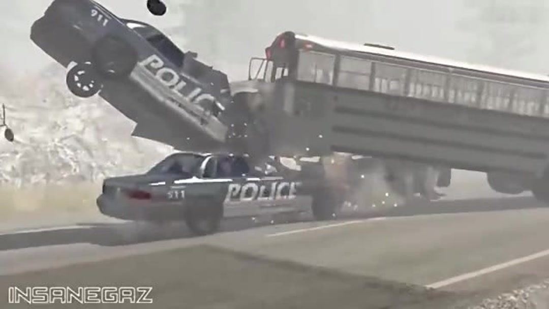 BeamNG模拟汽车警车碰撞_第11期