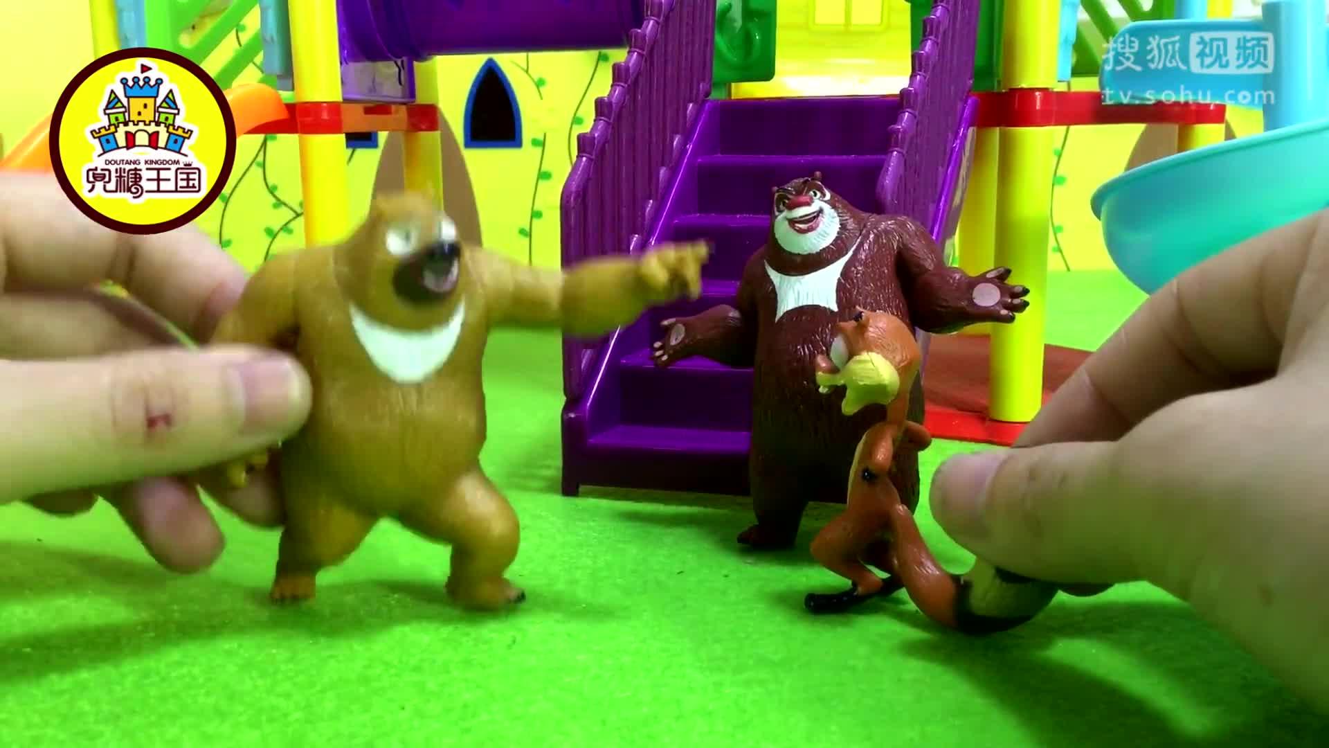 熊大熊二阻止光头强砍树动画片 熊出没之雪岭熊风