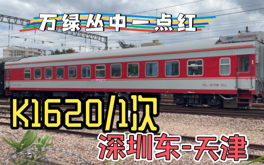 【稀有原色】K1620/1次深圳东至天津挂两节原色车厢出龙川站