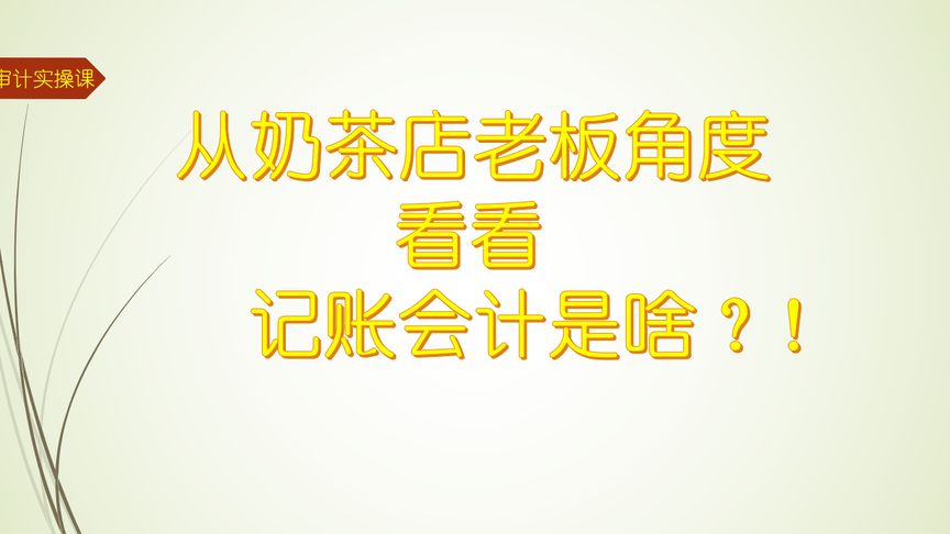 从奶茶店老板角度看看记账会计是啥?!