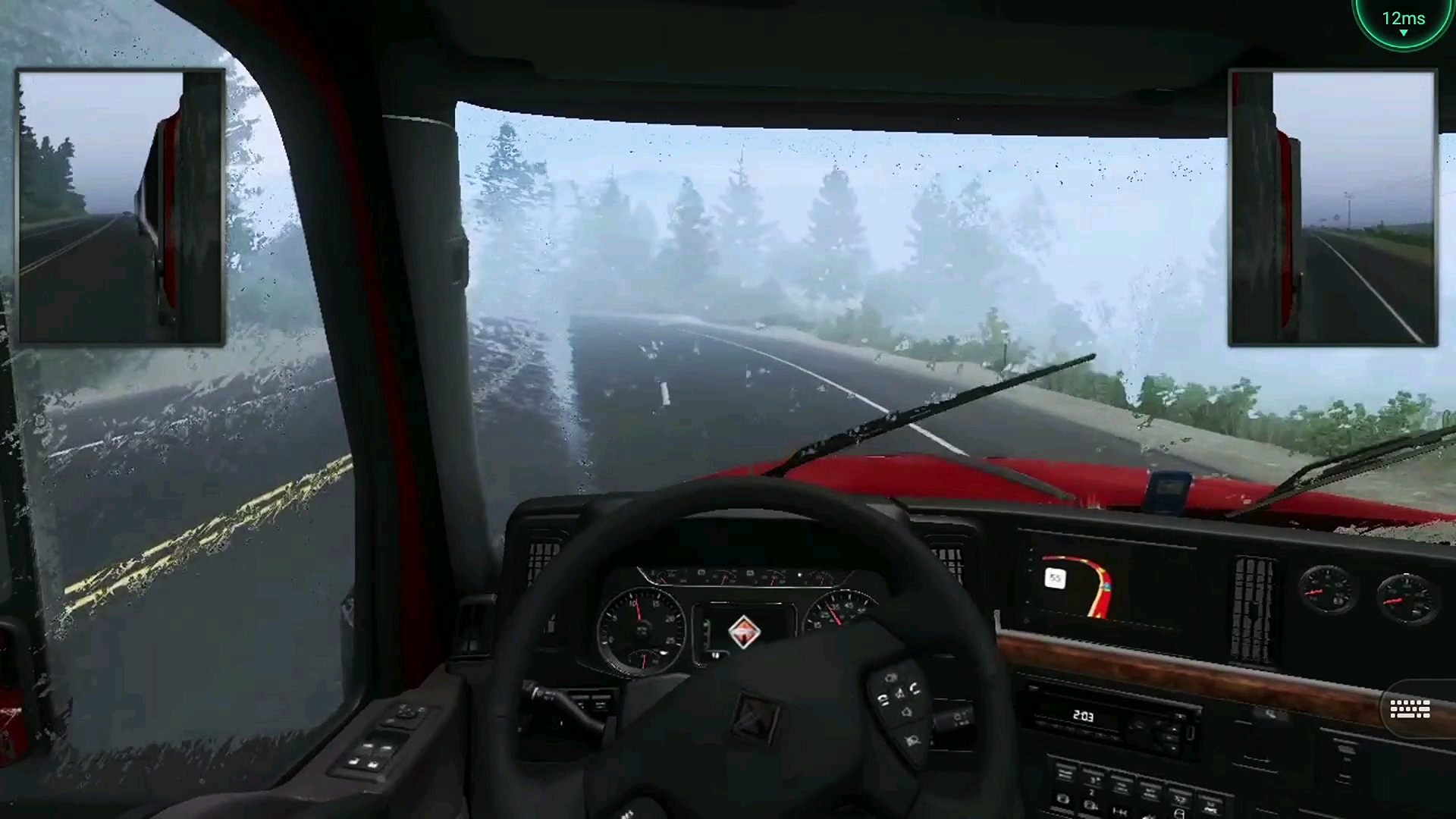 美国卡车模拟:这次的任务太艰巨,还要爬山路,下这么大的雨。