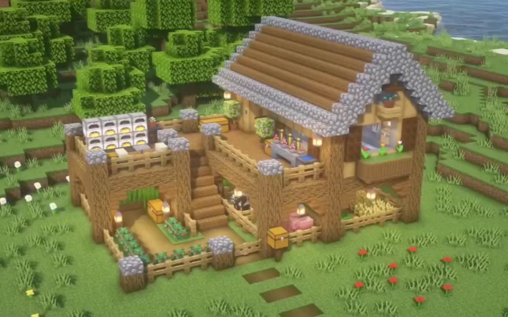 我的世界,单人生存小屋建造教程