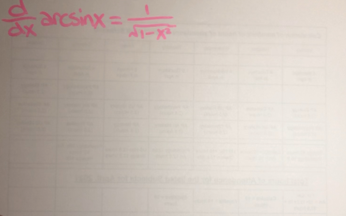 为什么arcsinx的导数等于1/sqrt(1-x^2)?