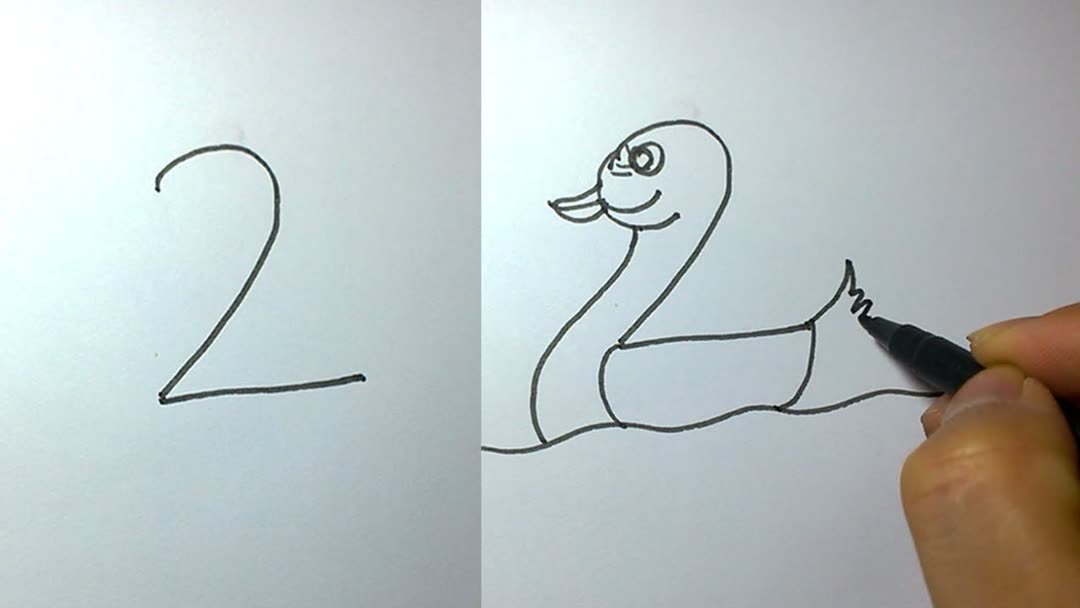 儿童绘画从数字开始,一个数字一个动物,可爱又简单