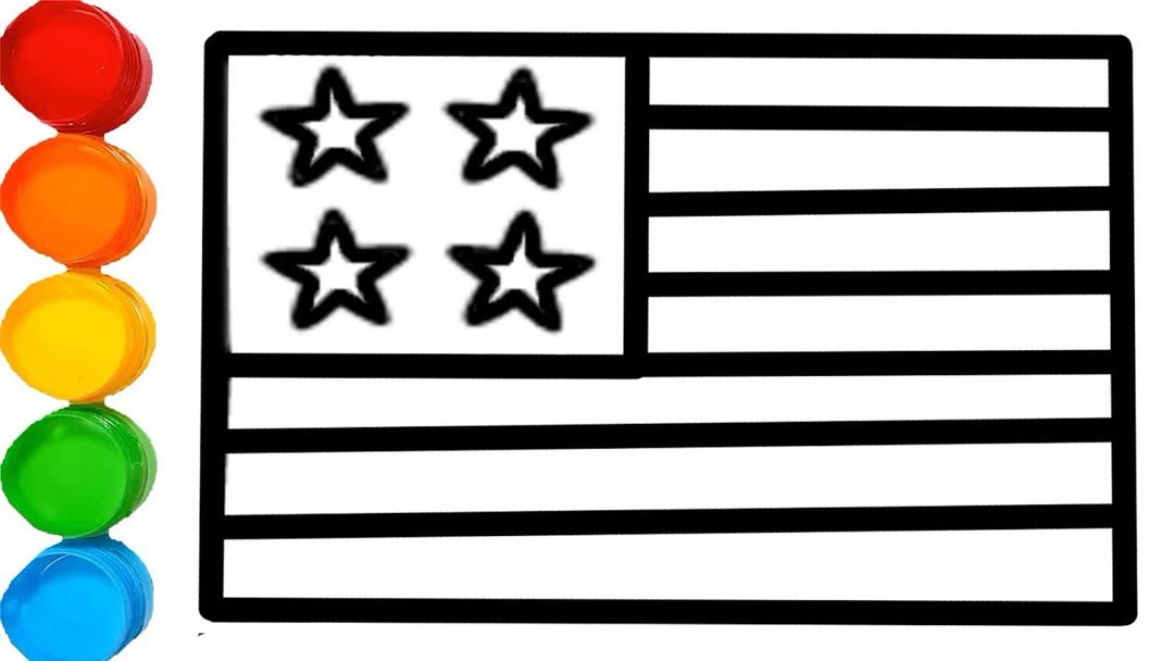 儿童彩色绘画,画一面国旗,你们猜是哪一个国家的呢?