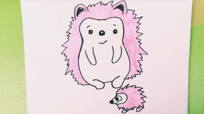 儿童美术绘画,简笔画教你画可爱的"刺猬",简单易学