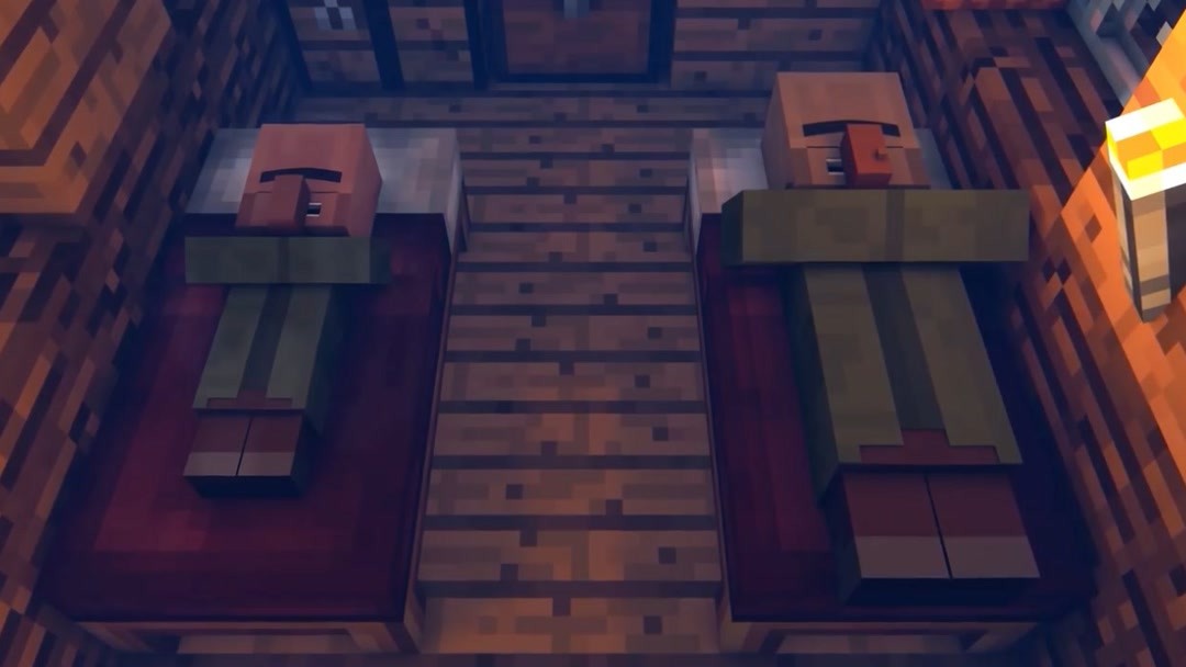 我的世界之夜晚降临安然的躺在床上睡去