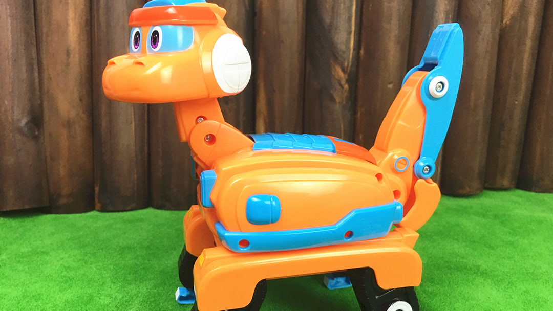 波奇威力挖机工程车玩具帮帮龙出动恐龙探险队