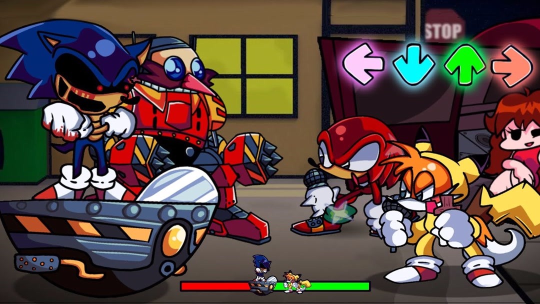 FNF周五放克动画:索尼克.exe VS 塔尔斯、皮卡丘、纳克鲁斯、GF