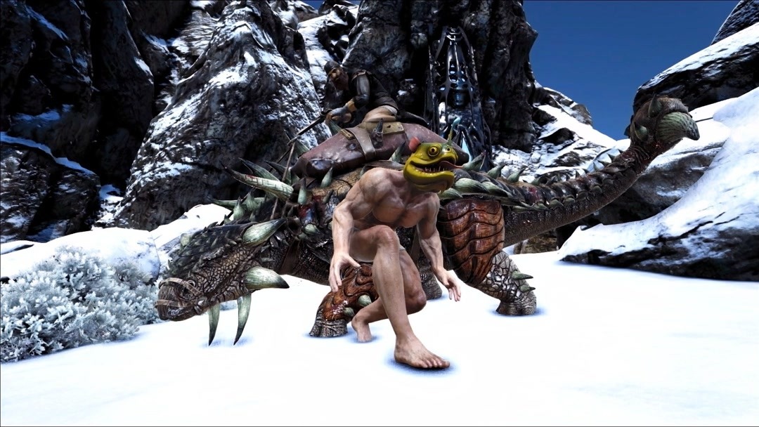 方舟生存进化:新孤岛 03 暗墨和半仙为了建造铁房子动用全家恐龙