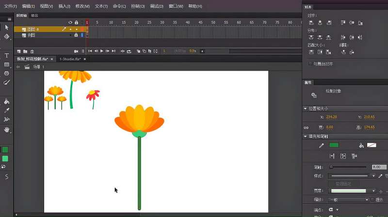 flash动画教程用椭圆工具绘制花朵第二课时