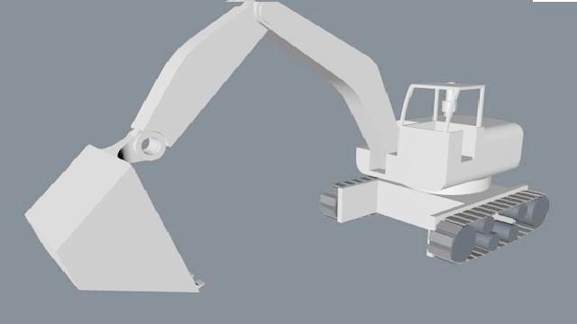 C4D载入PROE三维模型,制作的挖掘机出成品了,快来看看