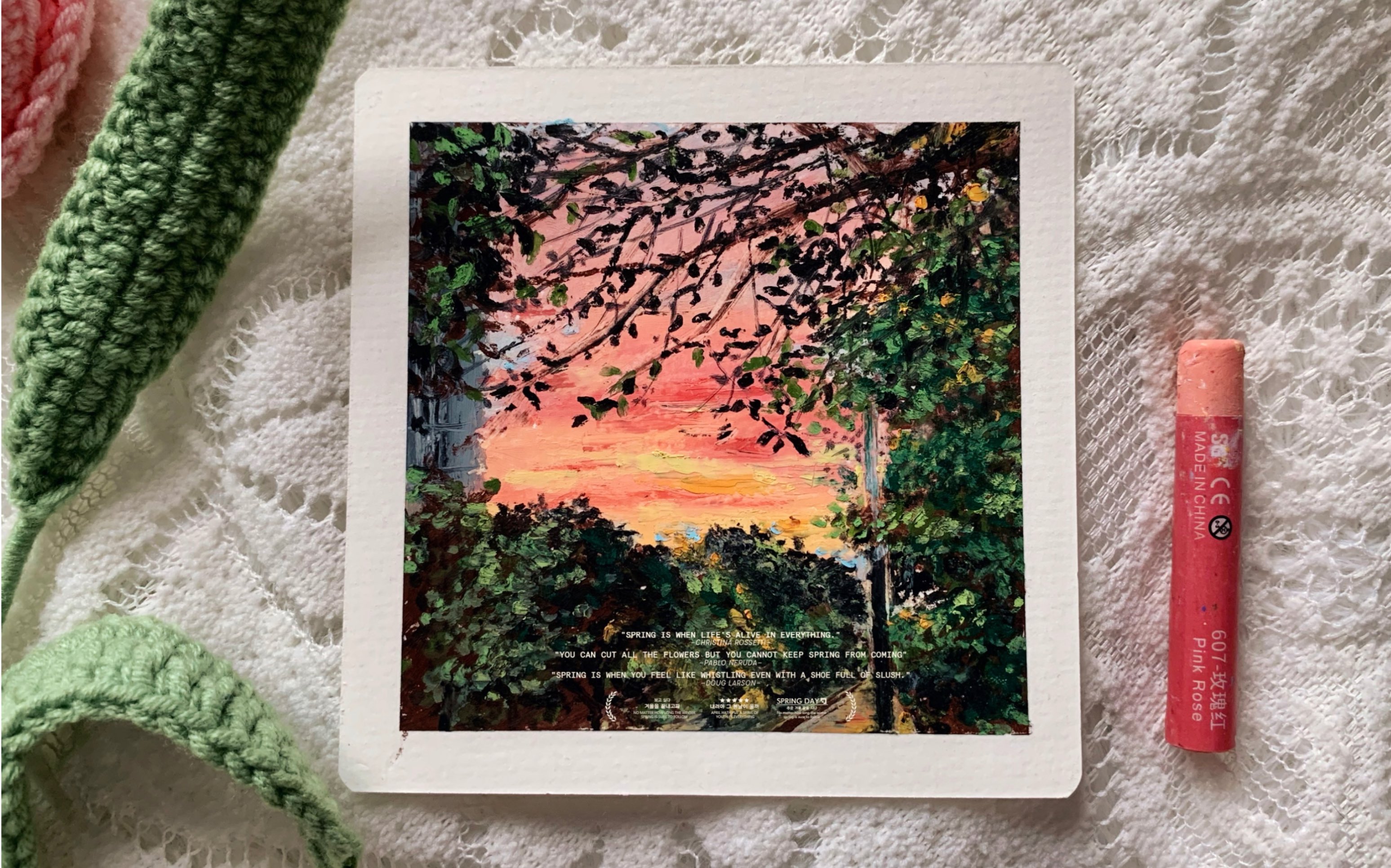 油画棒|晚霞说最好不要在这里迷路(绘画过程)