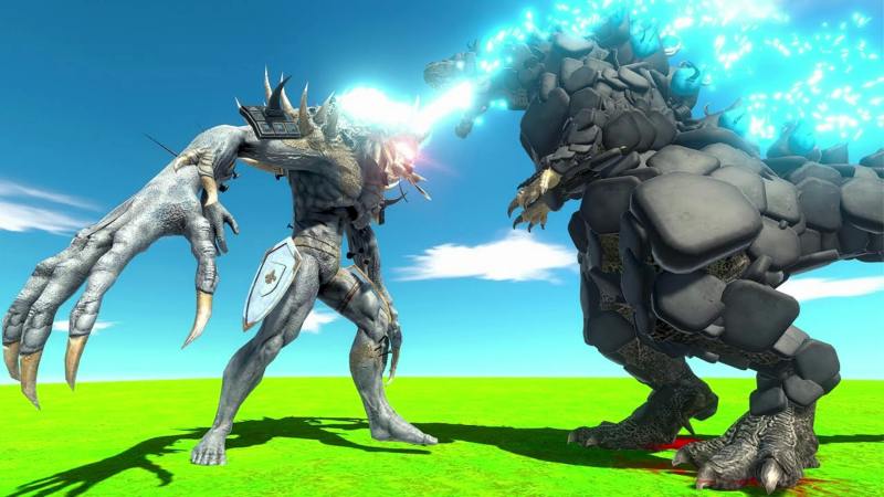 动物战争模拟器:巨型霸王龙VS一百个地狱之王!你猜猜它俩谁能赢