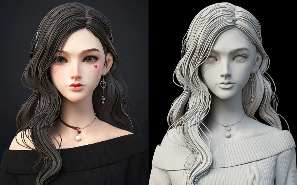 【zbrush雕刻】动漫风格化手办制作,3D女性人物建模教程