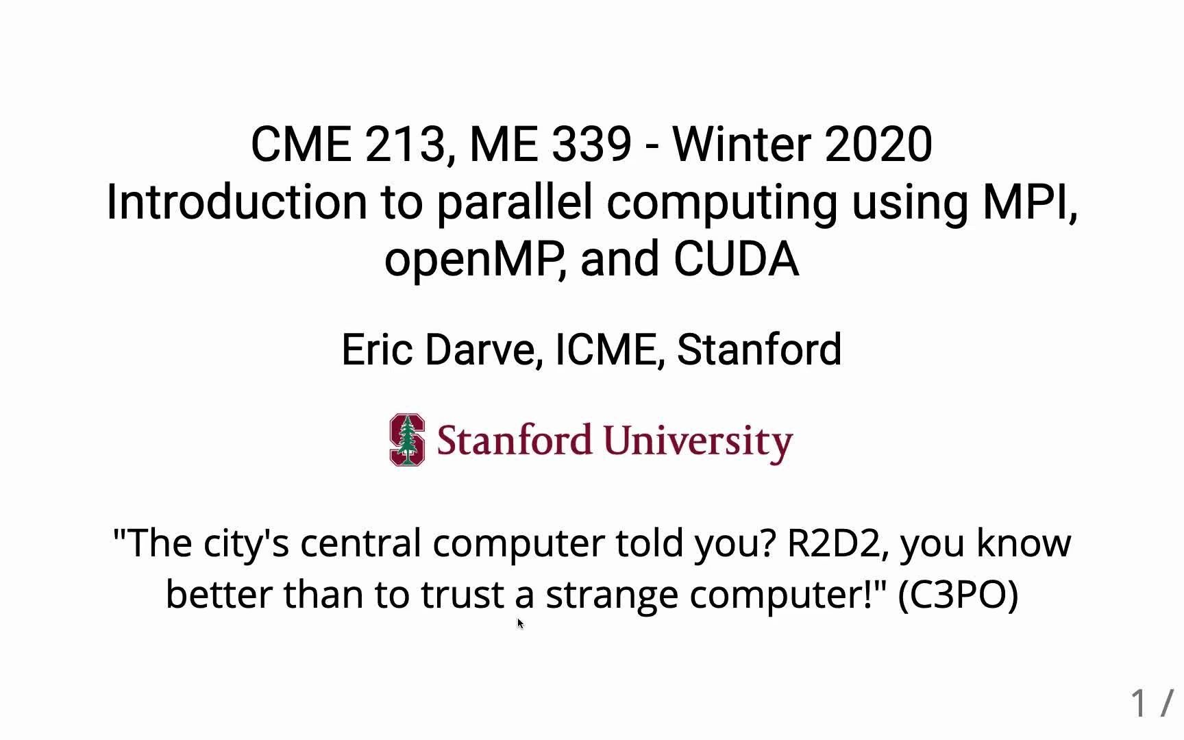 【斯坦福大学】CME 213 并行计算介绍_MPI,OpenMP及CUDA--...