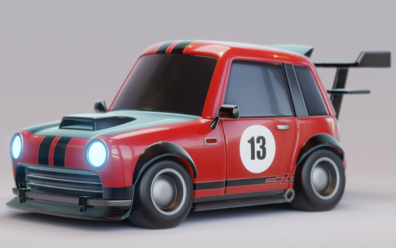 【maya建模】卡通迷你小车模型搭建|UV|SP材质渲染,maya简单全流程...