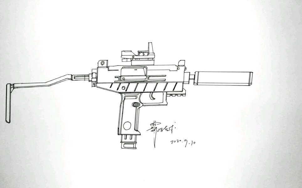 和平精英军备库枪械手绘全解析,近战之王UZI冲锋枪