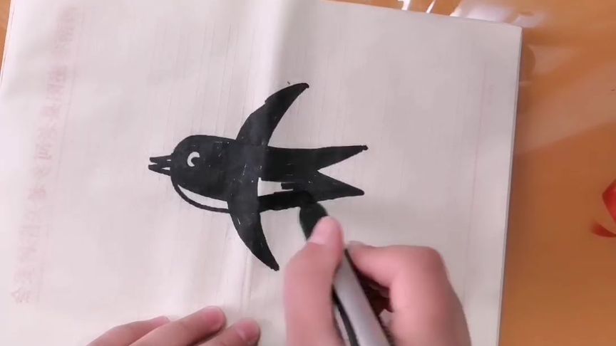 超简单的简笔画,两步就画出个可爱的小燕子,可以教小朋友来画哦