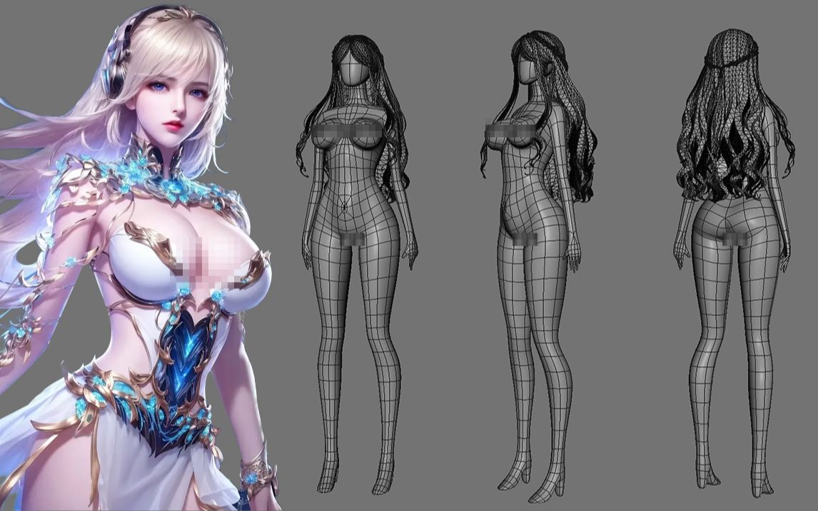 ...全过程,零基础人物建模Maya角色制作人体建模教程,附赠头发发片模型