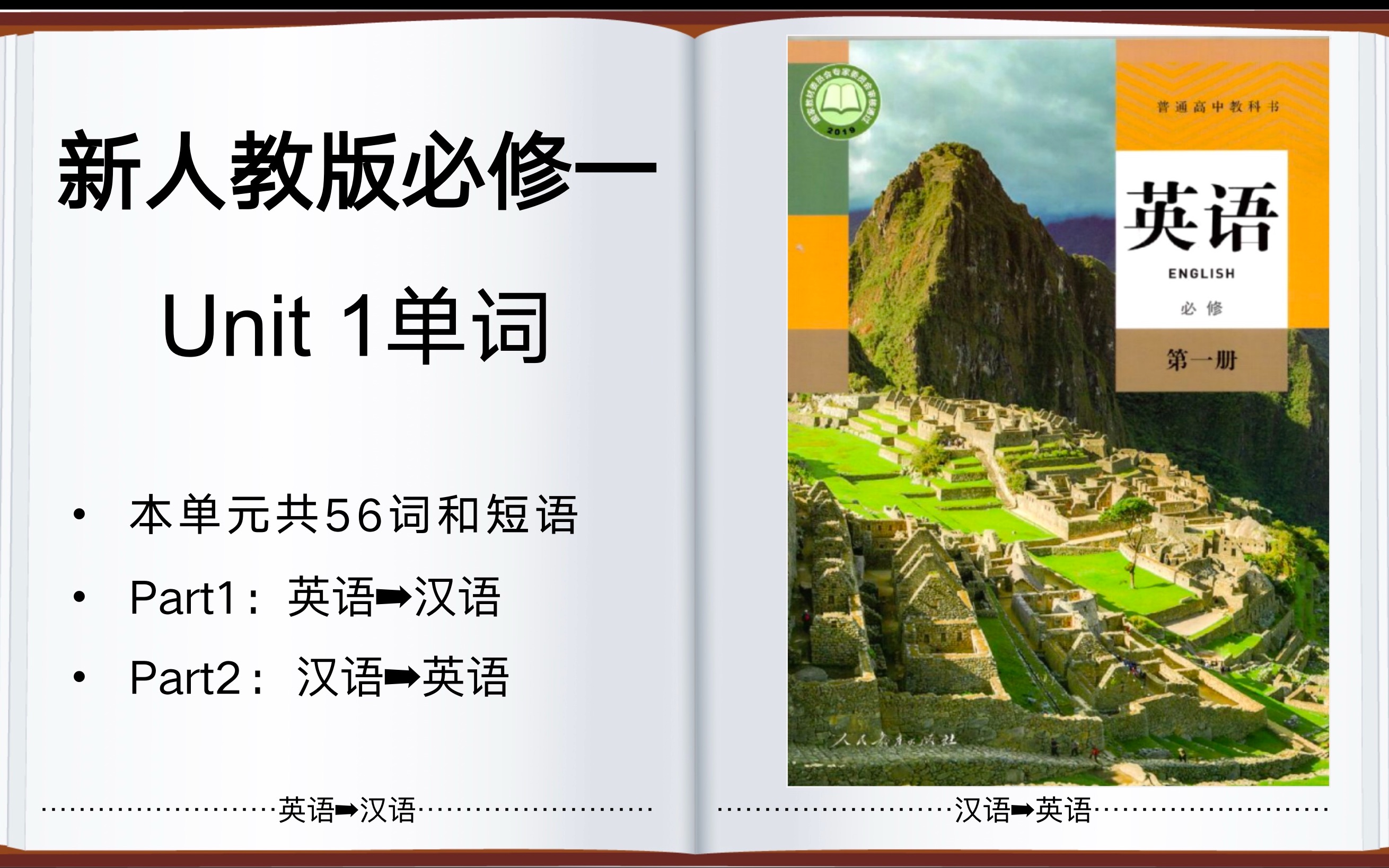 【每日单词打卡】新人教版高中英语单词双向背诵—必修一unit1