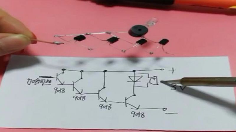 只需4个三极管就能做一个测电笔,我都做了好几个了