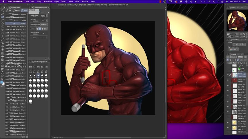 在Clip Studio Paint中分享数字绘画的一些技术